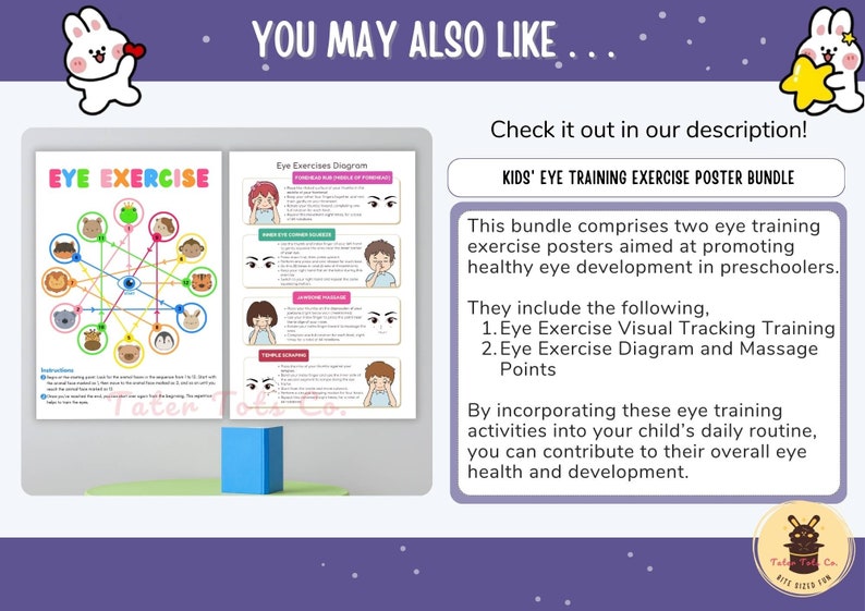 Kids' Eye Training Exercise Poster for Preschool: Improving Visual ...