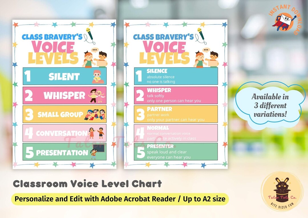 Editable Class Name and Voice Level Explanation Colorful Chart ...