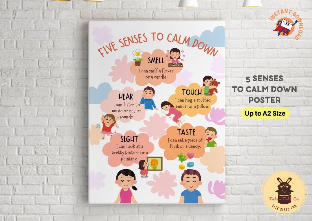 5 Senses Calming Strategies Poster: Help Young Kids Manage Emotions ...