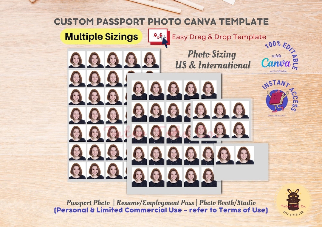 DIY Custom Passport Photo Canva Frame Template - International and US ...