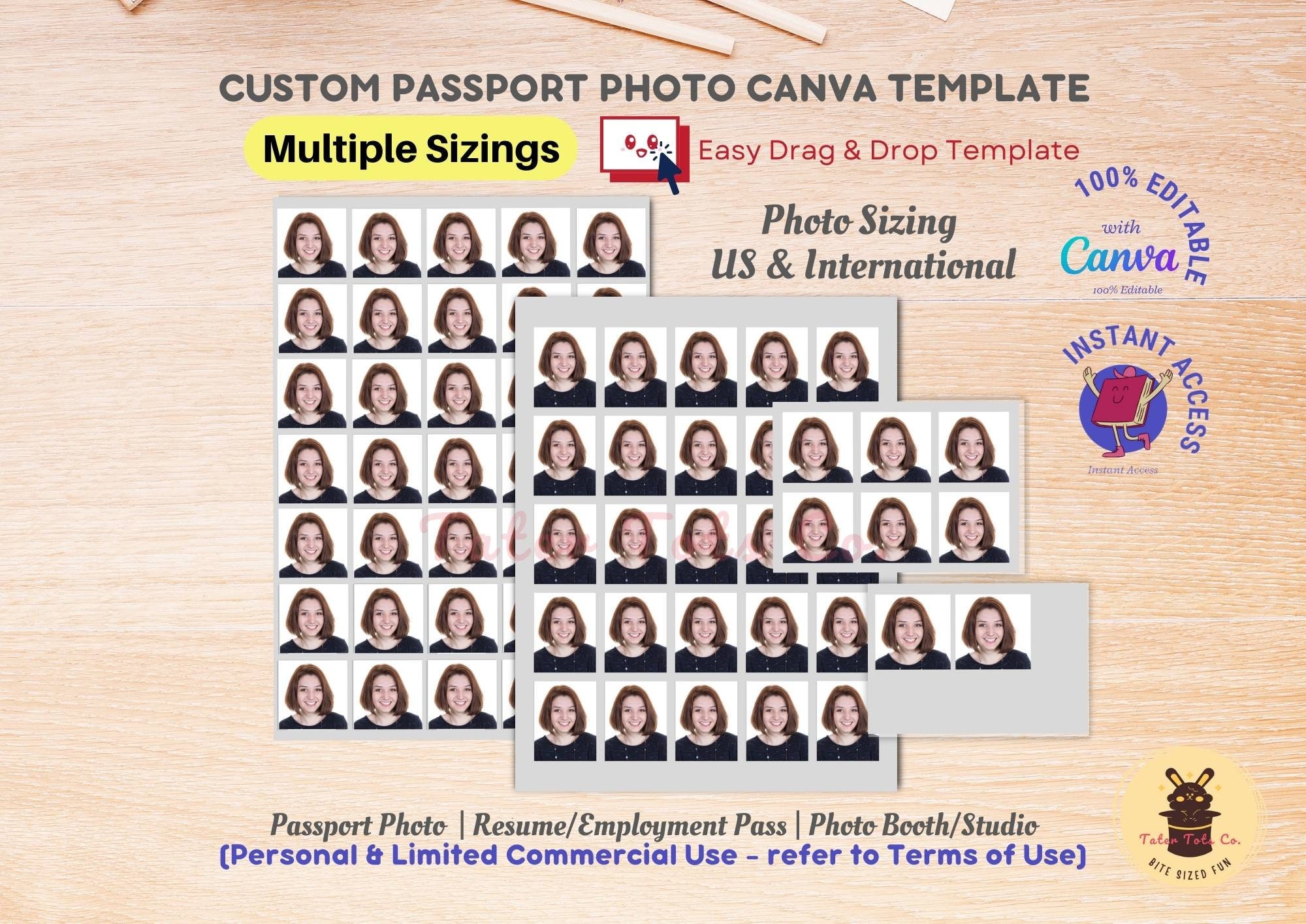 DIY Custom Passport Photo Canva Frame Template - International and US ...