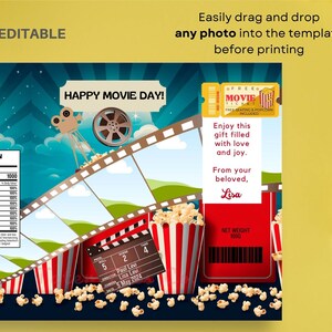 Family Movie Night Photo Collage Frame Cinema Popcorn Background Chip ...