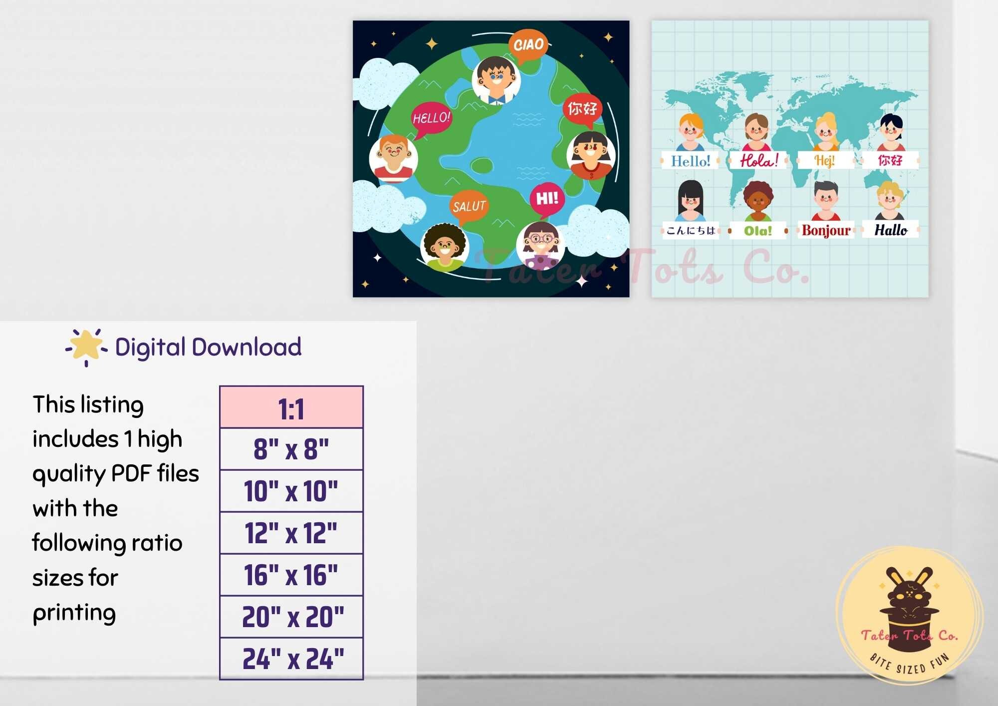 Multilingual Hello Poster Set: Kids Language Learning (PDF Download) - Etsy