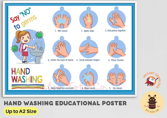 Kids Washing Hands Poster