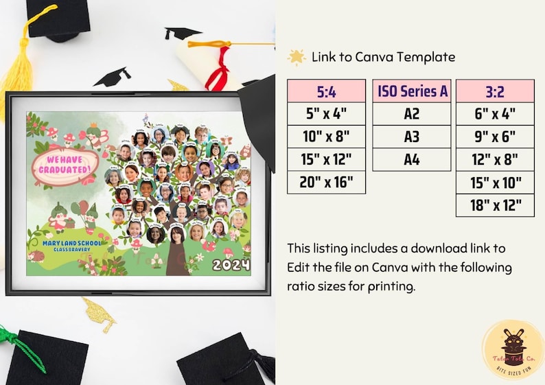 School Graduation Student Photo Collage for Kindergarten, Grad Party ...