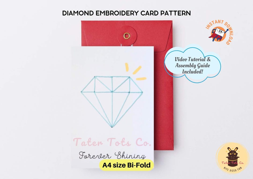 Diamond Embroidery Card-making Pattern | Hand Stitched A4 PDF Download ...