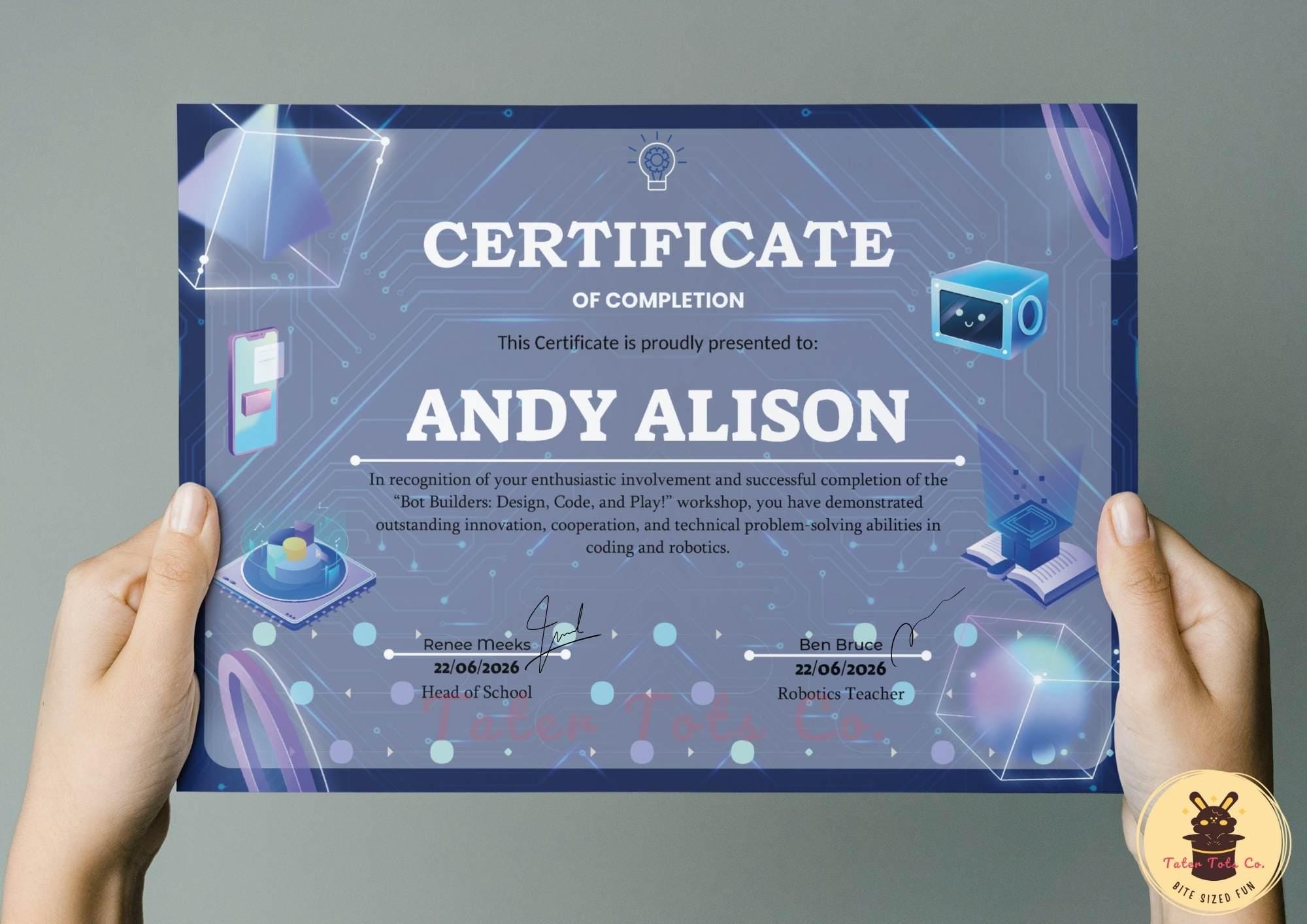 Editable Technology Award Certificate: STEM, Coding, Robotics (PDF ...