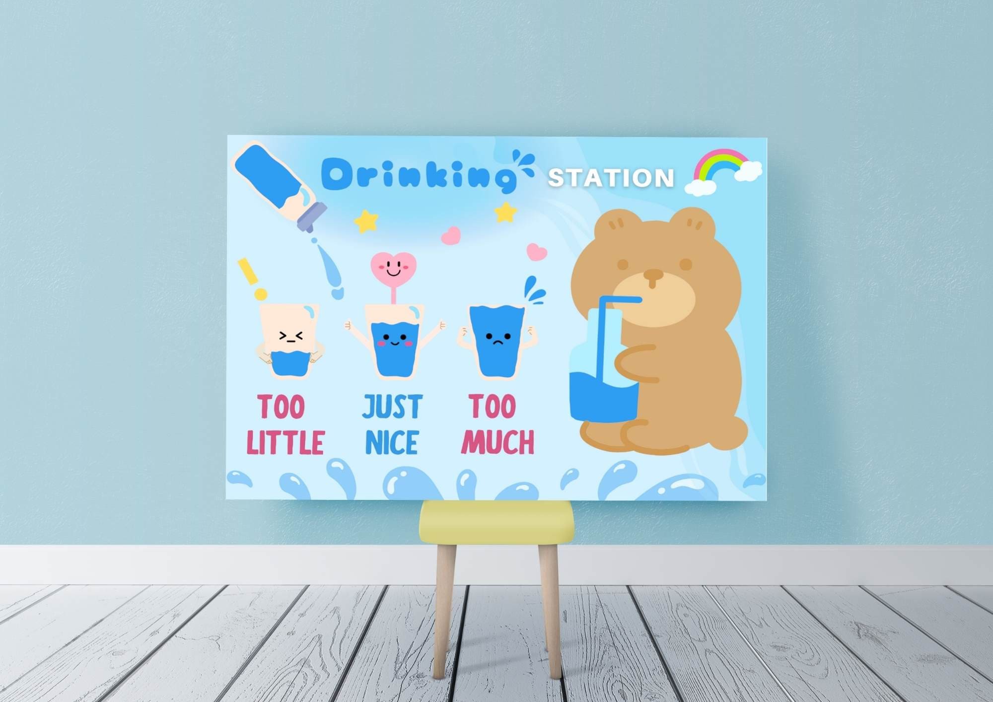 Cute Bear Drink Station Water Sign for Daycare, Preschool Kids Health ...