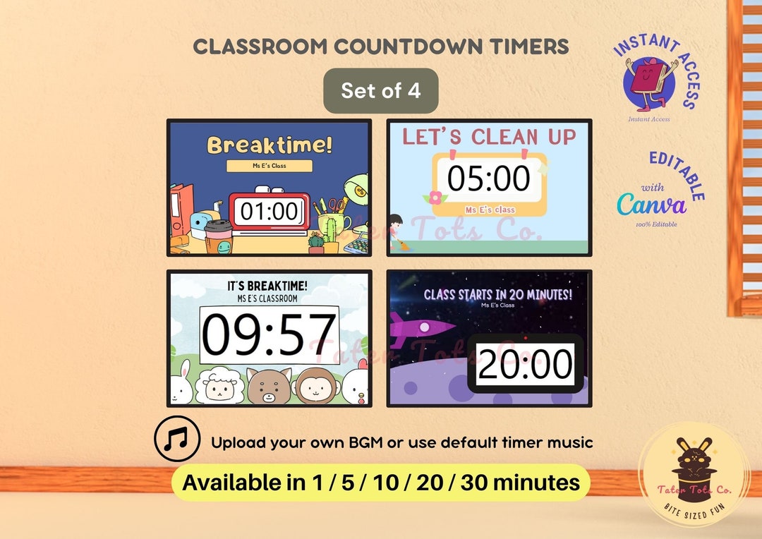Classroom Countdown Timers for Enhanced Productivity in 1, 5, 10, 20 ...