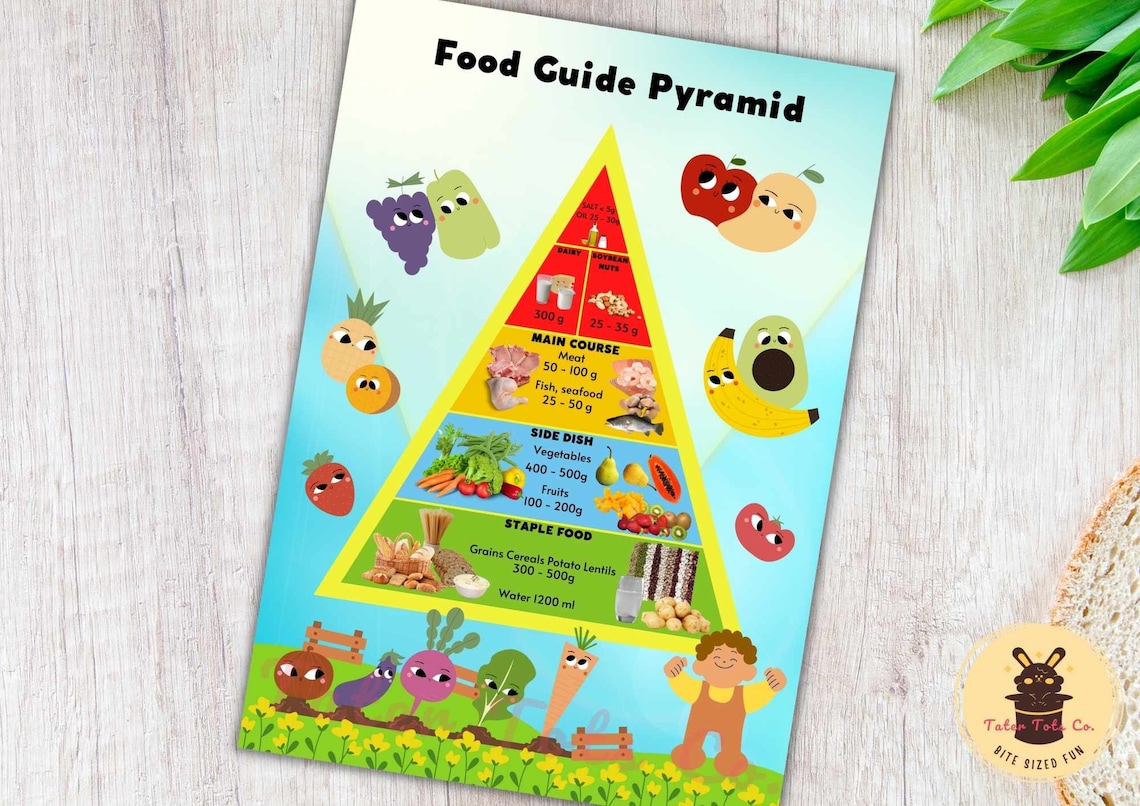 Kids Food Pyramid Groups Poster With Healthy Food Chart for - Etsy