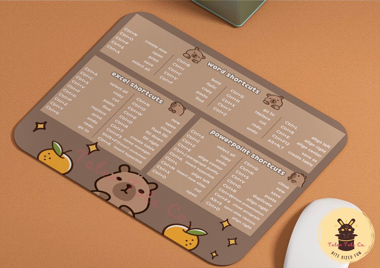 Cute Capybara Words, Excel, and Powerpoint Shortcut Keys for Windows ...