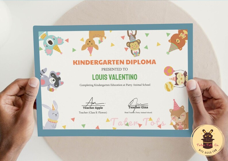 Preschool Graduation Diploma Template and Forest Animals Birthday Party ...