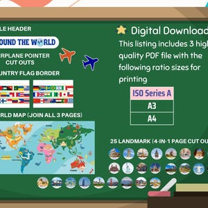 Travel Around and Explore the World Engaging Landmarks Bulletin Board ...