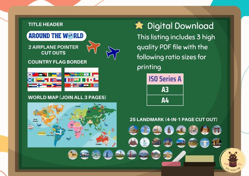 Travel Around and Explore the World Engaging Landmarks Bulletin Board ...