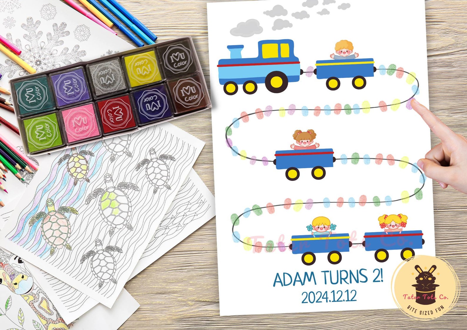 Personalized Children Choo Choo Train Finger Print Preschool Art and ...