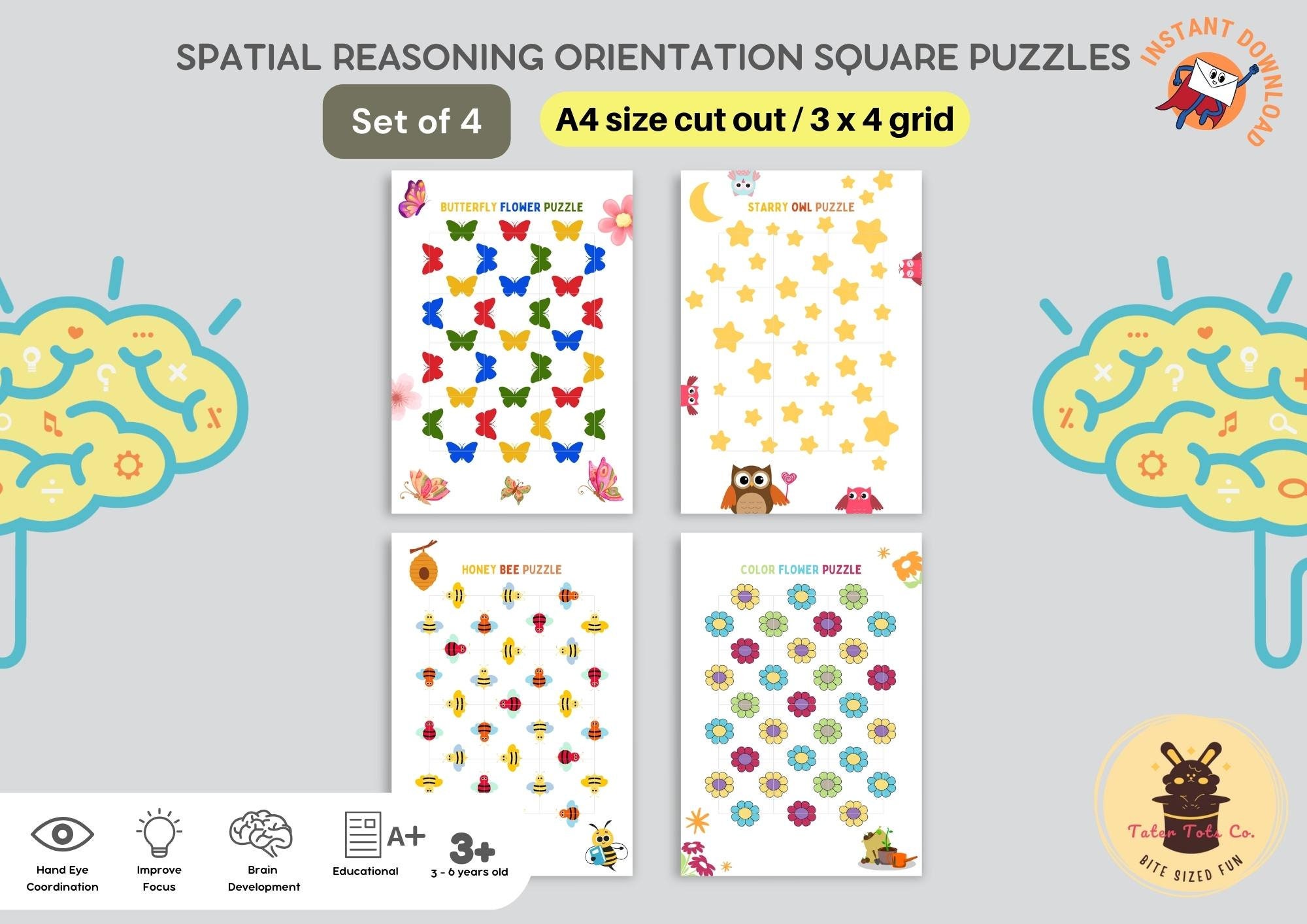 Printable 3x4 Square Grid Puzzle Patterns and Board Set of 4 Part 2 ...