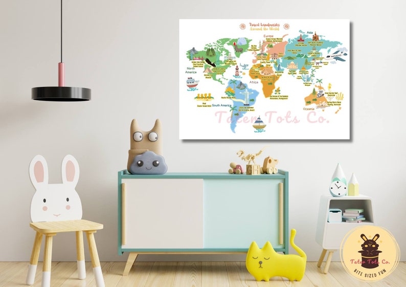 Travel Landmarks on the World Map Famous Places and Locations Around ...