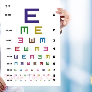 Simple Rainbow Tumbling Letter E Eye Test Chart Ophthalmology Snellen ...
