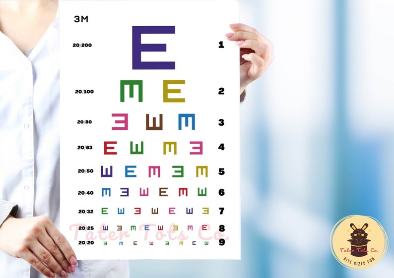 Simple Rainbow Tumbling Letter E Eye Test Chart Ophthalmology Snellen ...