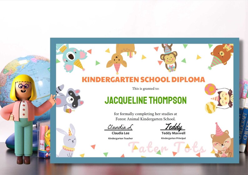 Preschool Graduation Diploma Template & Forest Animals - Etsy