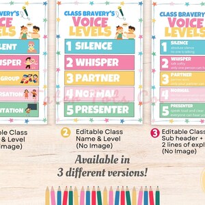 Editable Class Name and Voice Level Explanation Colorful Chart ...