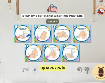 7 Step Wash Hands Sign for Preschool Toilet Training and Instructions ...