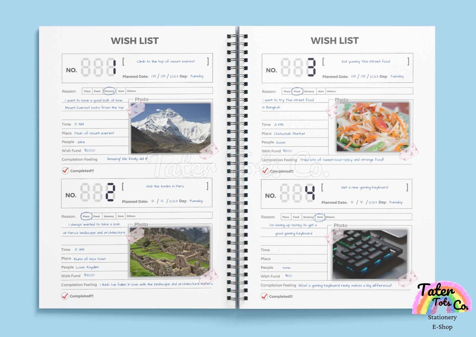 Printable Wish List Checklist Things to Do Planner Record Book - Etsy