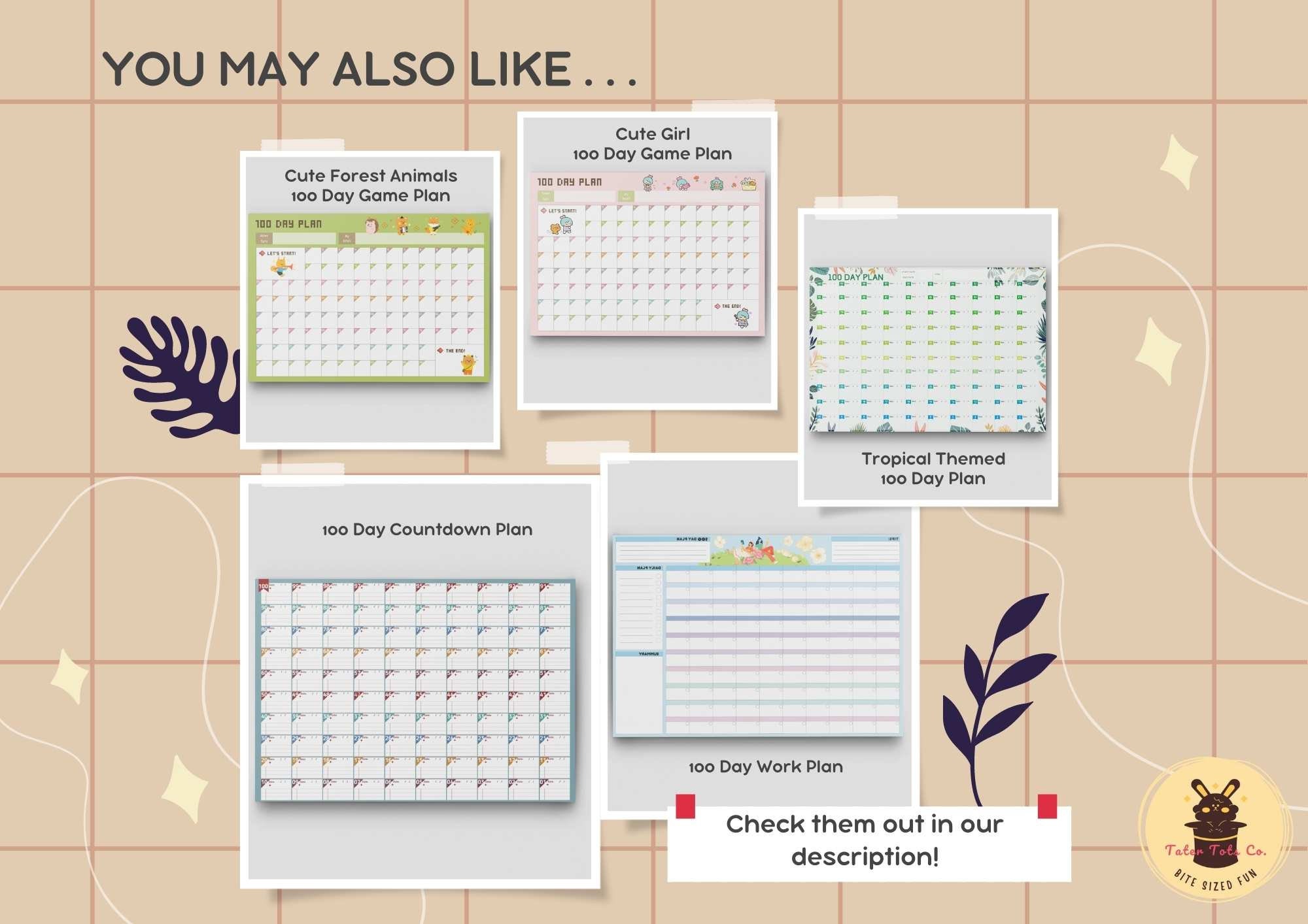 100 Day Challenge Planner Countdown Schedule Template Habit Tracker ...