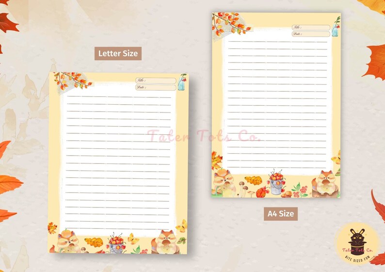 Cute Chipmunk Stationery Paper Set Envelope Template | Seasonal Writing ...