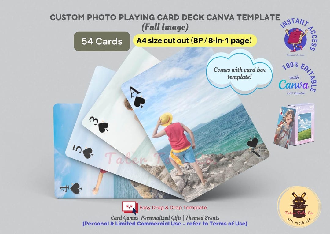 Custom Photo Playing Cards Design With Box and Easy Drag and Drop Full ...