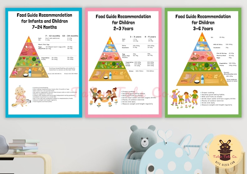 Food Guide Recommendation for Children - Includes 3 Posters With Food ...