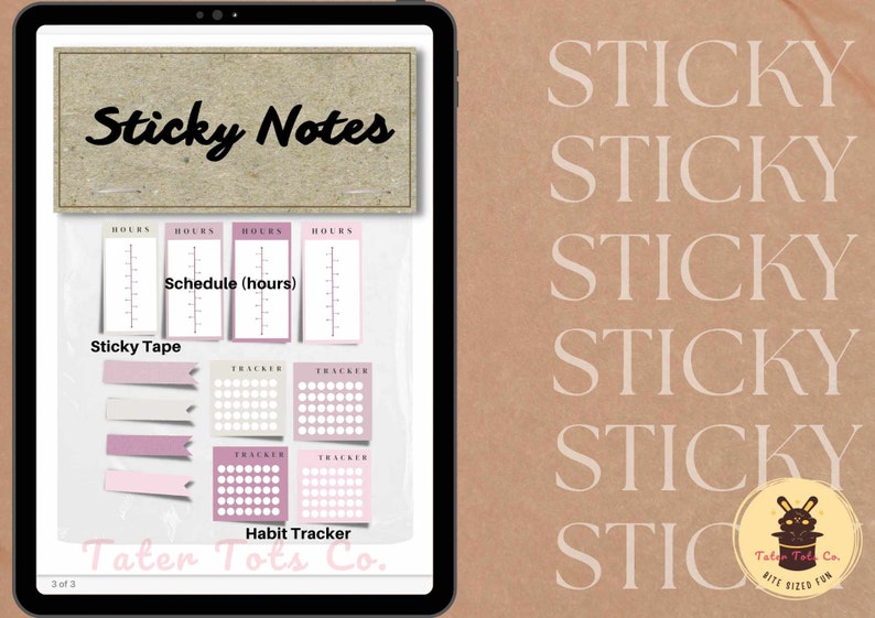 Digital Sticky Notes Blush Color Palette Paperless Memo to Do Schedule ...