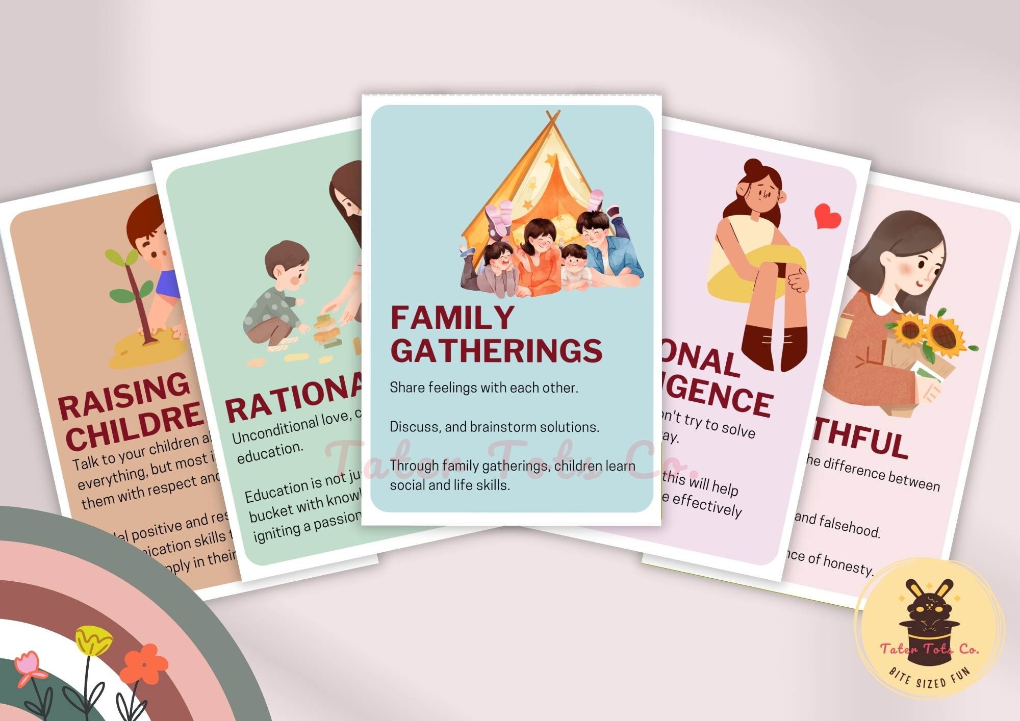 Positive Parenting Affirmation Therapy Flash Cards Set of 20 Guidance ...