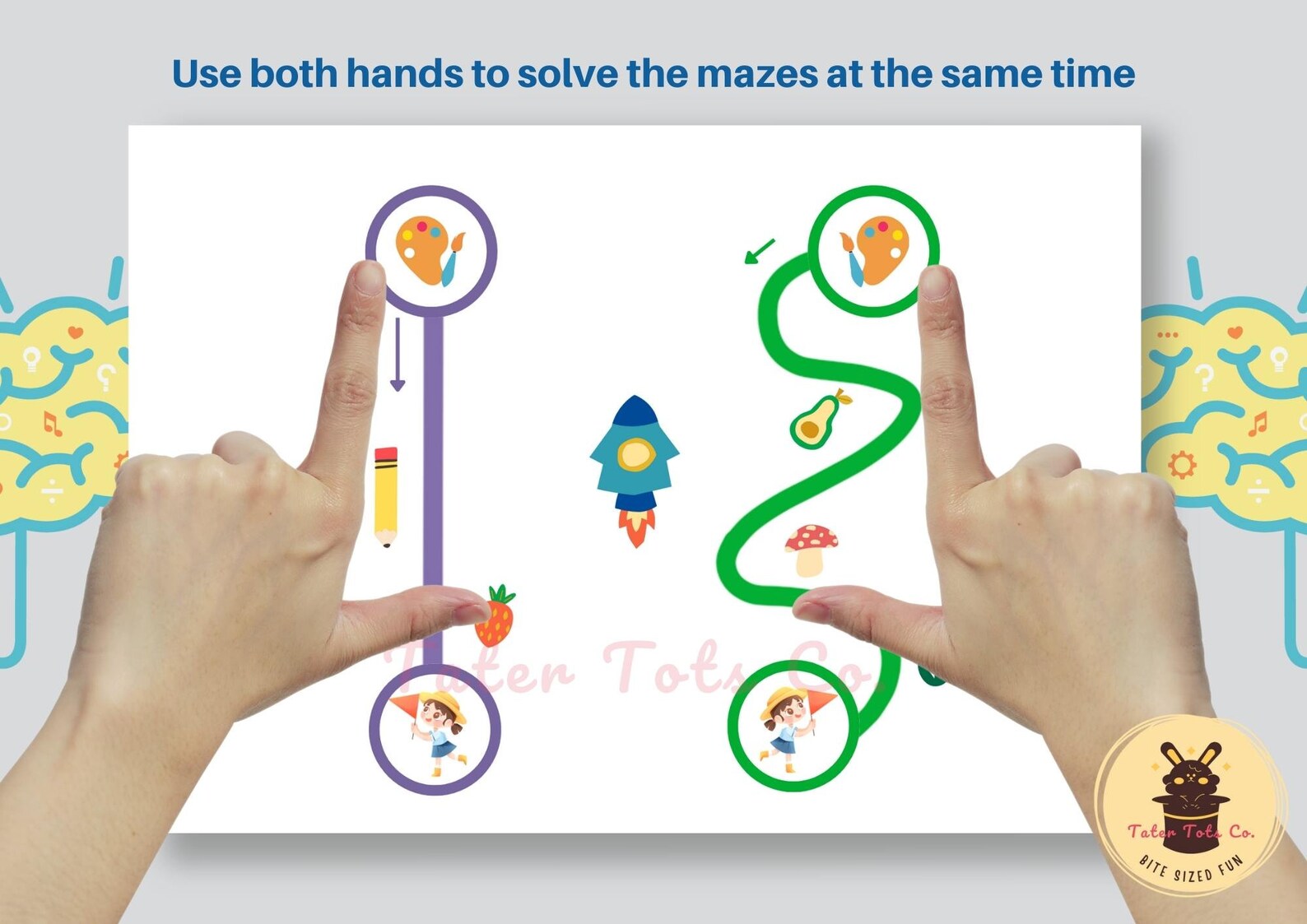 Double Doodle Bilateral Finger Mazes, Colorful and Cute Theme ...