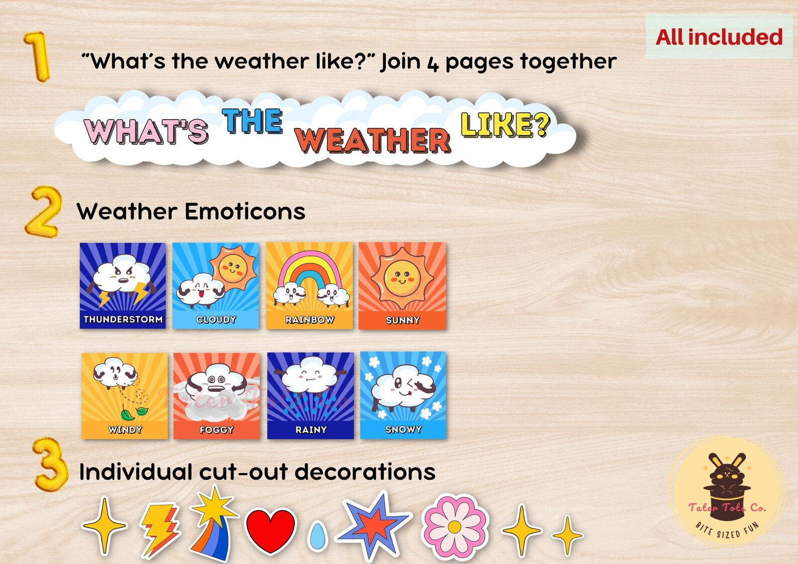 What's the Weather Like? Cute Weather Emoticons Printable Bulletin ...