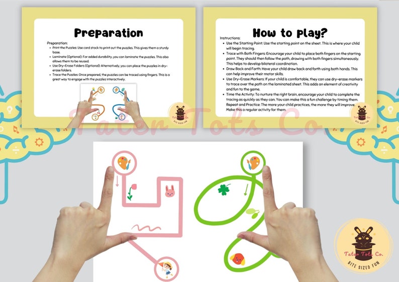 Double Doodle Bilateral Finger Mazes, Colorful and Cute Theme ...