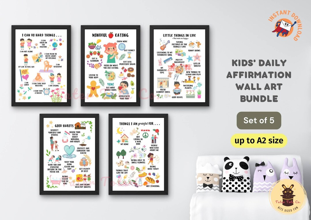 Mindfulness Positive Affirmation Posters for Kids Bundle of 5 Daily ...