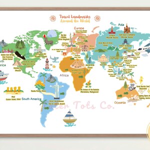 Travel Landmarks on the World Map Famous Places and Global Destinations ...