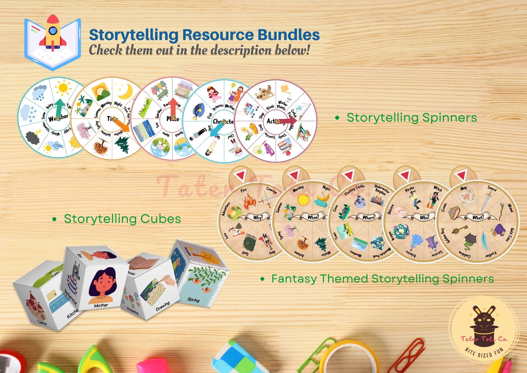 Printable Storytelling Set With 5 Spinners and Story Sequencing ...