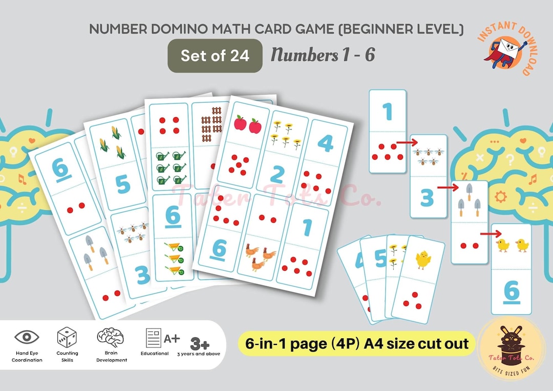 Number Chain Domino Math Card Game Beginner Level - Early Arithmetic ...