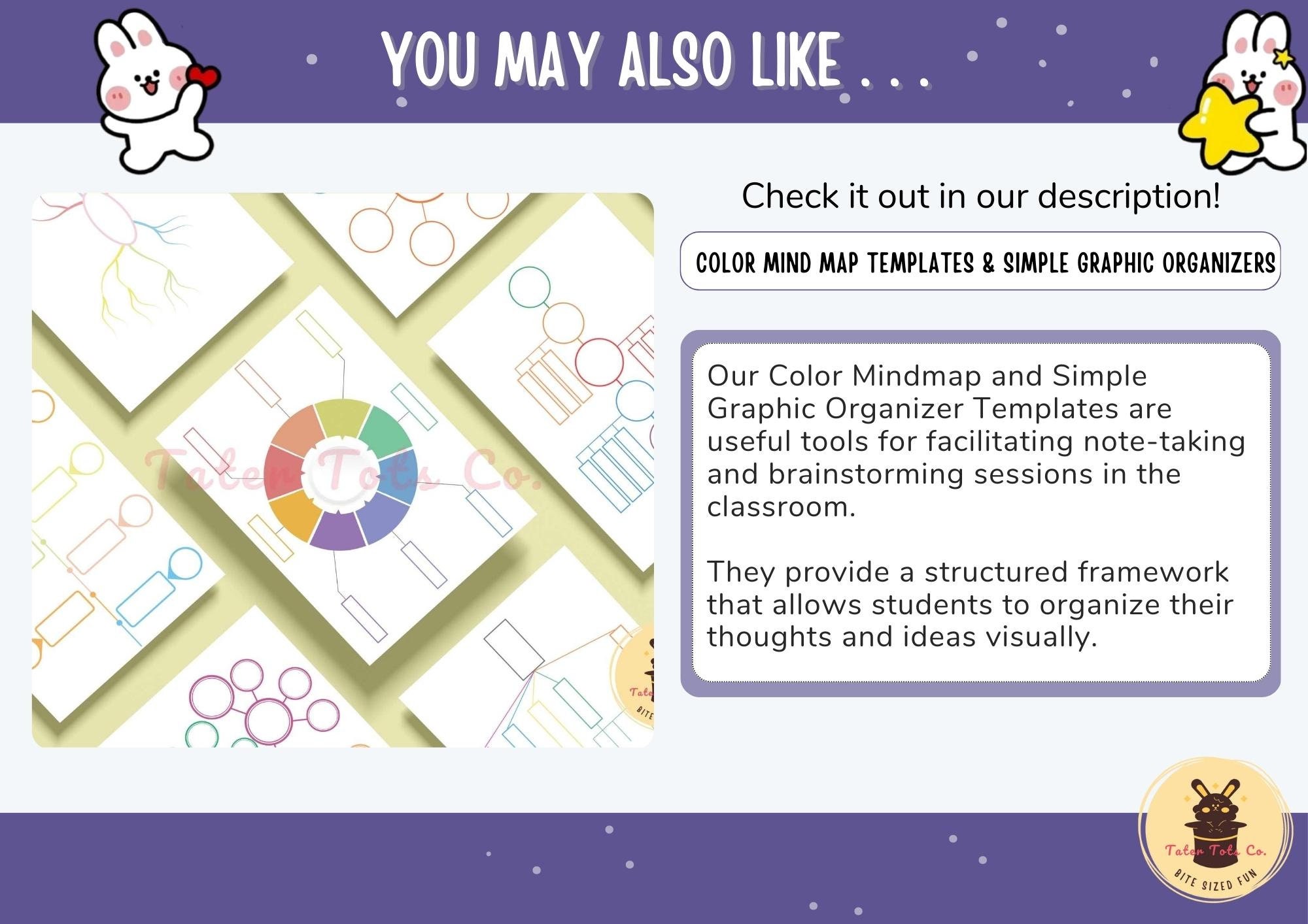 Mind Map Write and Color Templates - Simple Graphic Organizer ...