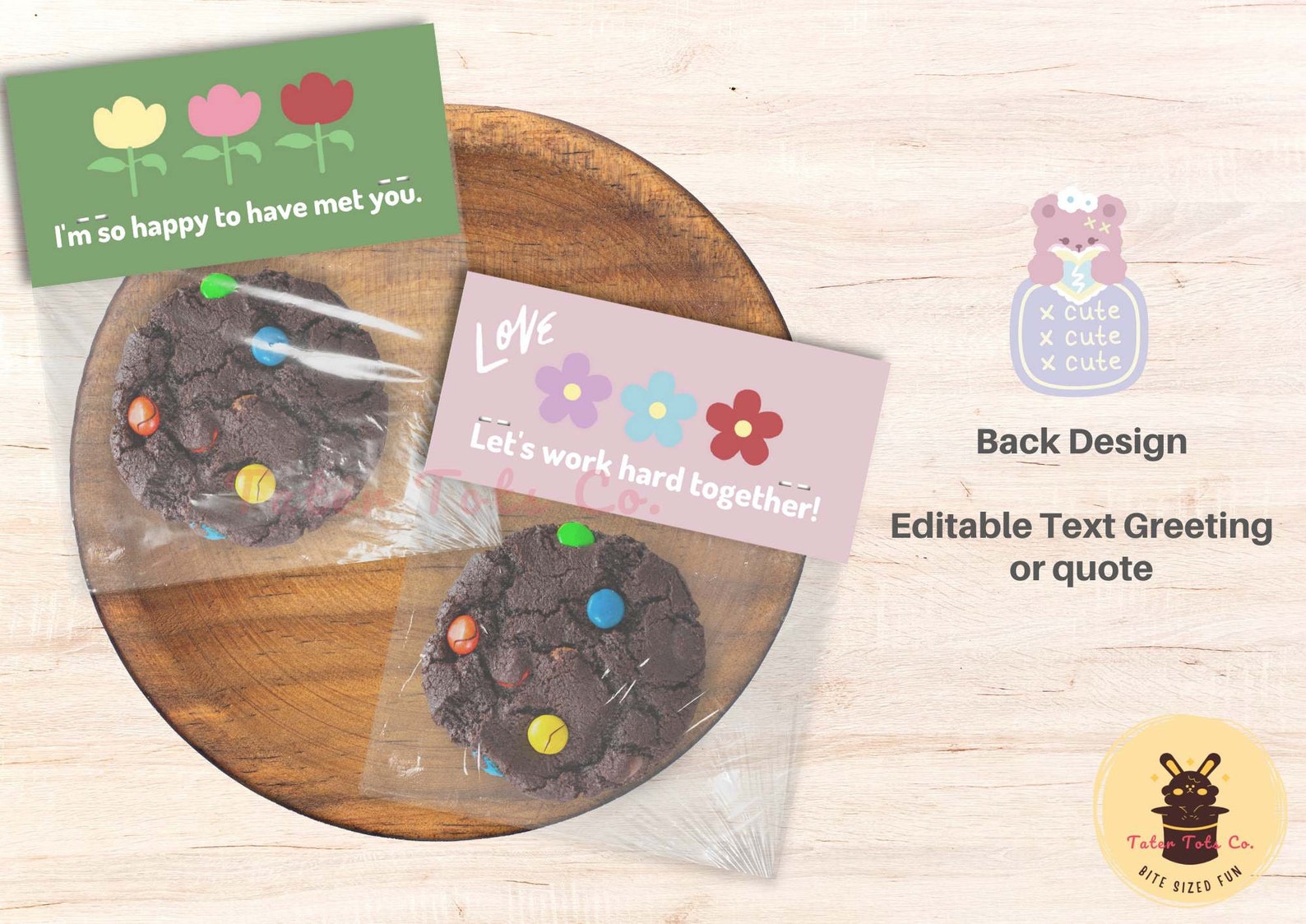 Cute Bear Editable Goodie Bag Topper Label for Small Baked Goods Party ...