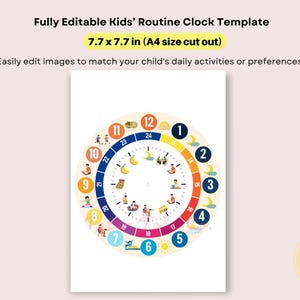Custom DIY 24-hour Routine Clock Template for Kids: Dual Time Teaching ...