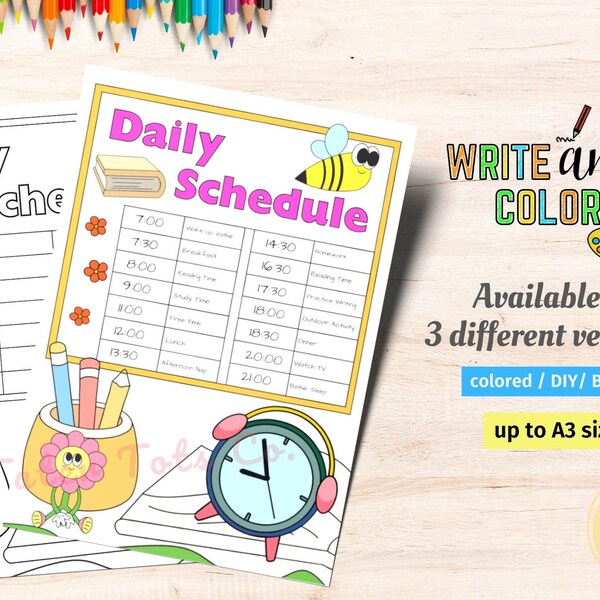 Coloring Timetable - Etsy