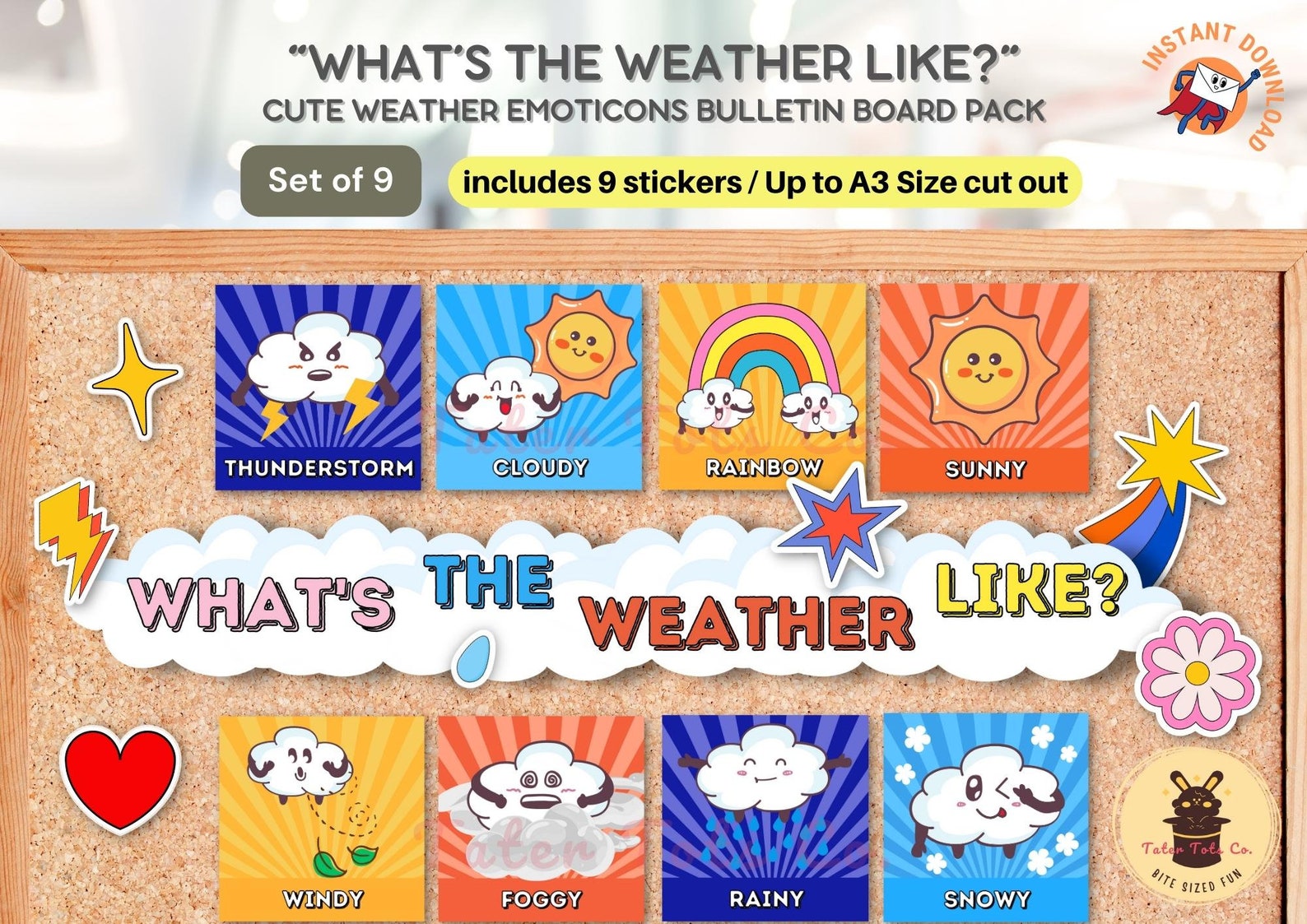 What's the Weather Like? Cute Weather Emoticons Printable Bulletin ...