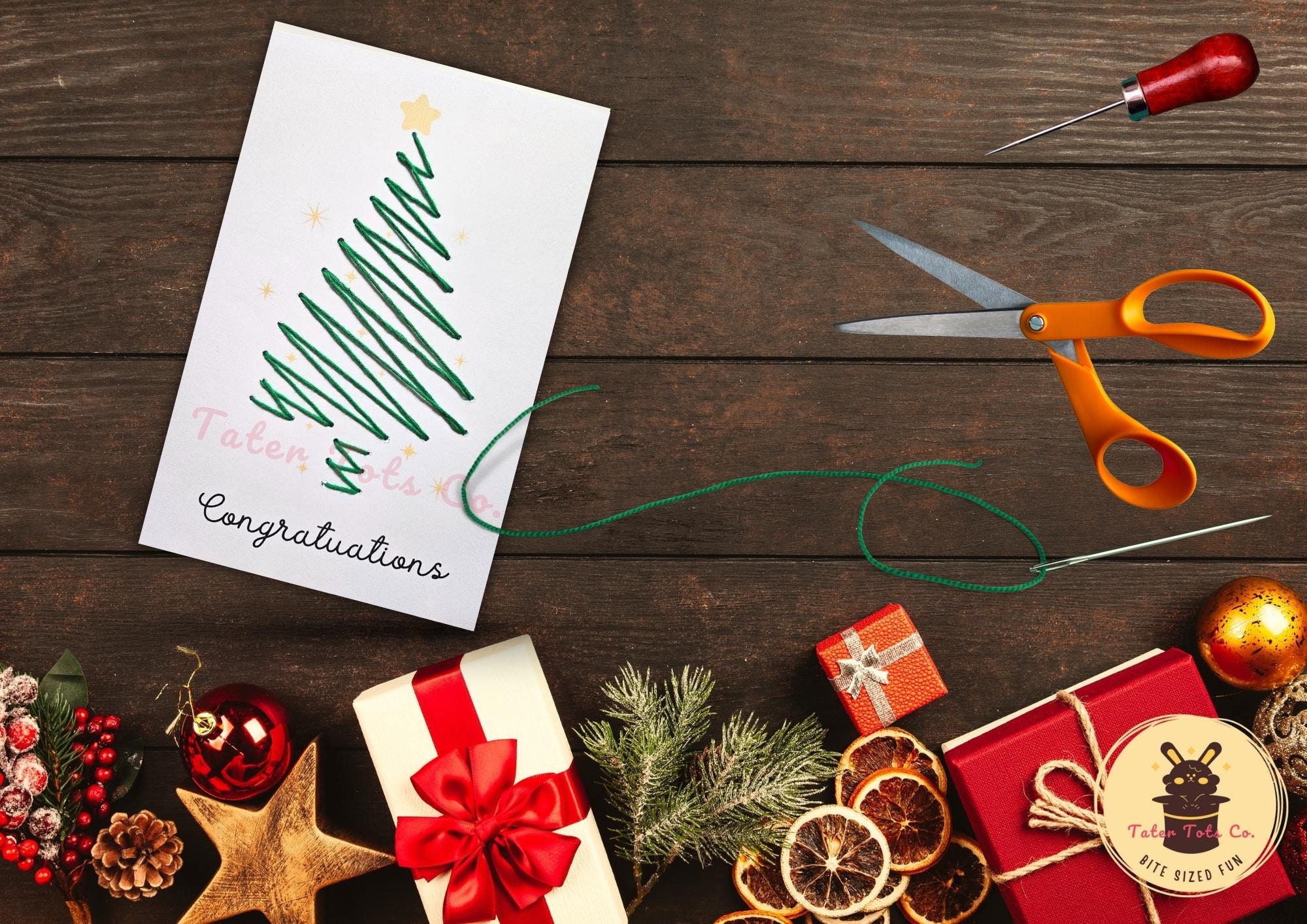 Christmas Tree Embroidery Card Hand Stitched Card-making Pattern ...