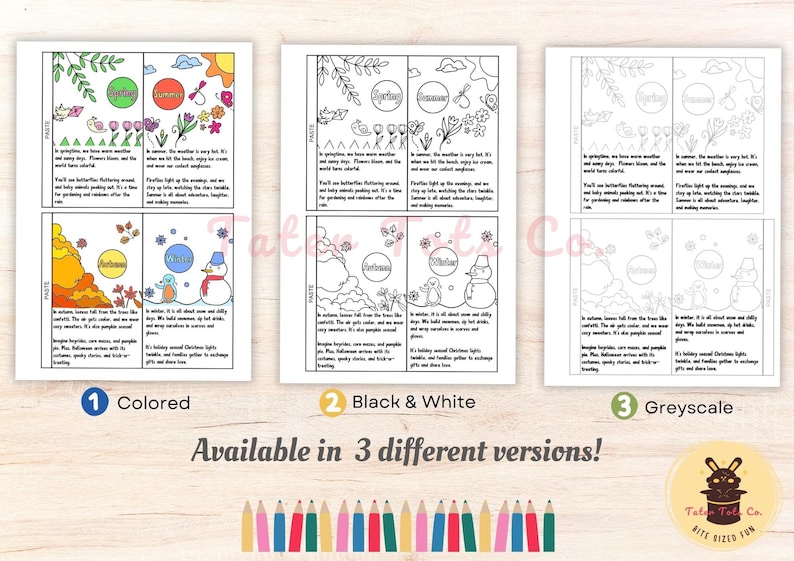 Four Seasons Craft: Printable Foldable Coloring Activity for Kids With ...