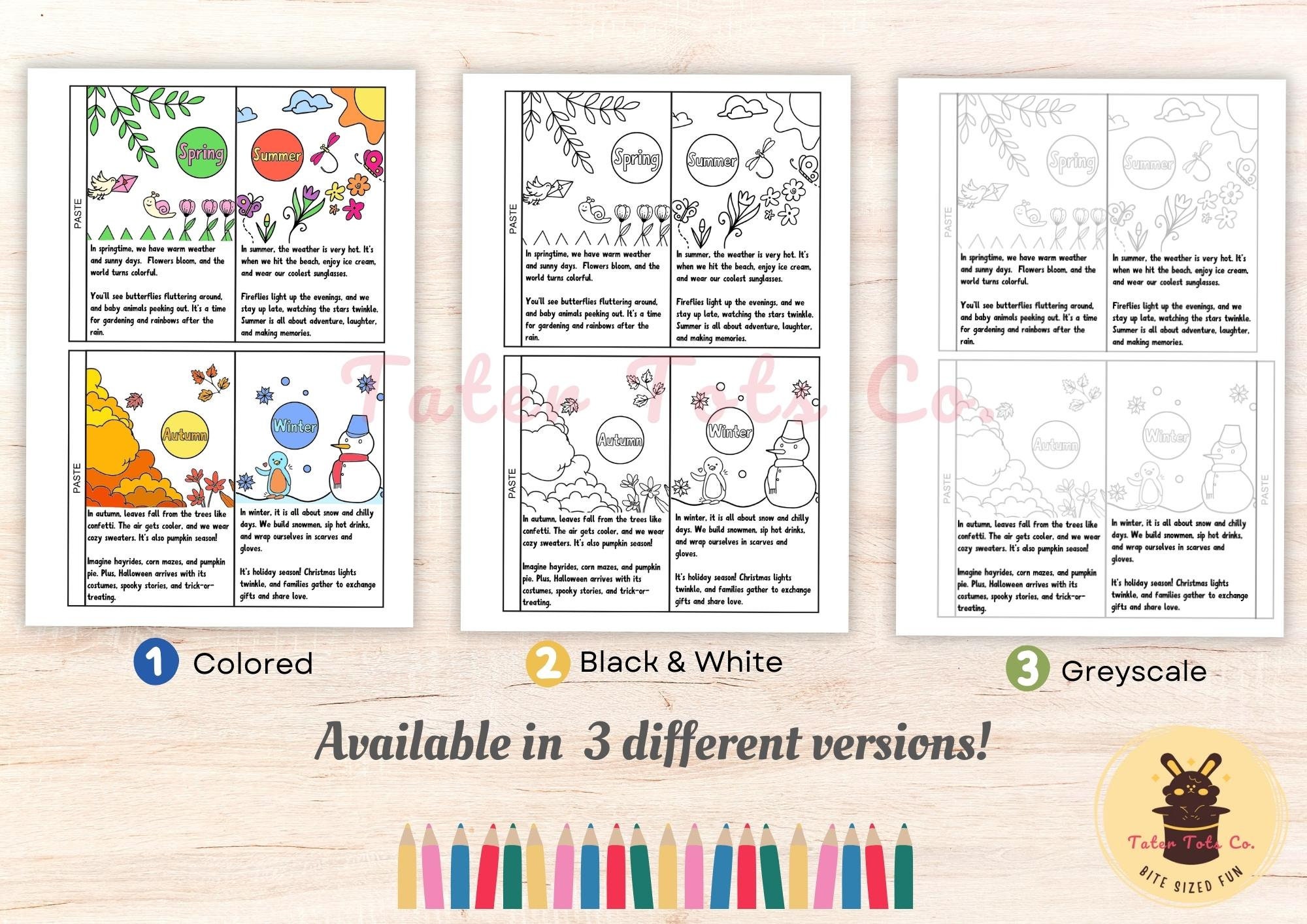 Four Seasons Craft: Printable Foldable Coloring Activity for Kids With ...