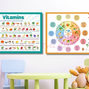 12 Vital Vitamins Wheel Chart and Easy Benefits Bundle for Kids: A ...