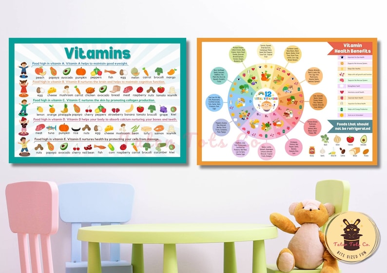 12 Vital Vitamins Wheel Chart and Easy Benefits Bundle for Kids: A ...